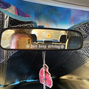 Just Keep Driving Car Mirror Decal, Car Mirror Sticker, Rear View ...