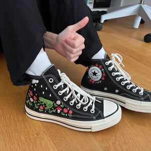 Embroidery Converse Frog and Mushroom Embroidery Wedding - Etsy