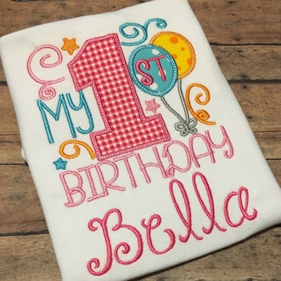 My 1st Birthday Applique Digital Machine Embroidery Design 4 Sizes ...