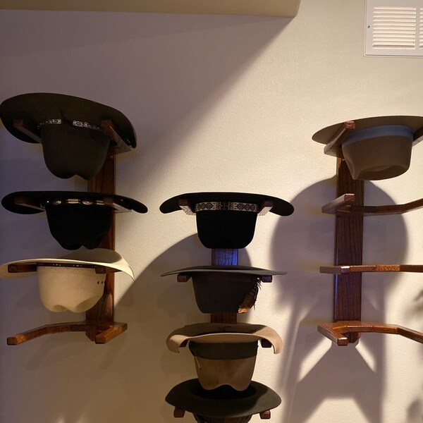 4 Hat Vertical Western Cowboy Hat Rack. Soft Maple Wood. Vertical Wall ...