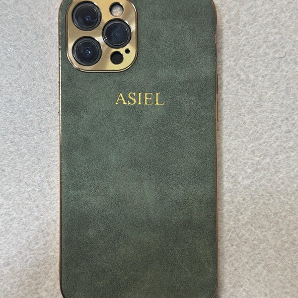 Personalized Suede iPhone Case for iPhone 17 16 15 14 Pro Max Initials ...