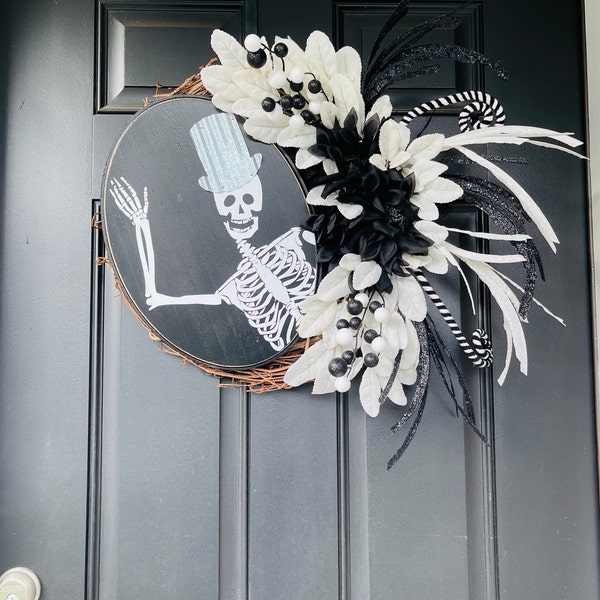 Day of the Dead Bright Pink and Orange Sugar Skull Wreath for Front ...
