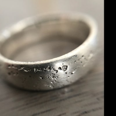 7mm Textured Silver Ring, Matt Ring, Sand Cast Ring. - Etsy UK