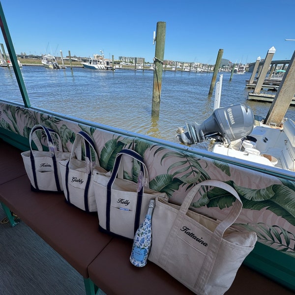 Personalized Canvas Tote, Embroidered Boat Tote, Monogram Canvas Tote ...