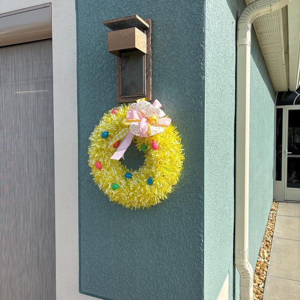 18" Easter Holiday Decor Front Door Wreath With Ribbon Accents - Etsy