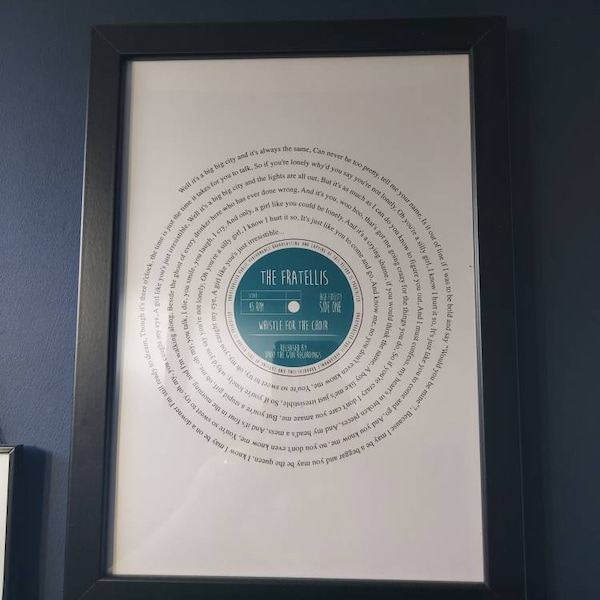 Song Lyric Art - Framed Song Lyrics With Your Choice of Special Song ...
