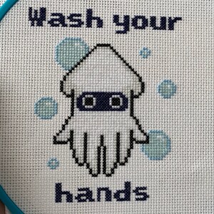 Blooper Wash Your Hands Mario Video Gamer Bathroom Cross Stitch Pattern ...