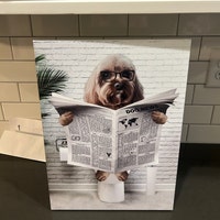 Custom Dog on Toilet Portrait, Personalised Pet Portrait Reading ...