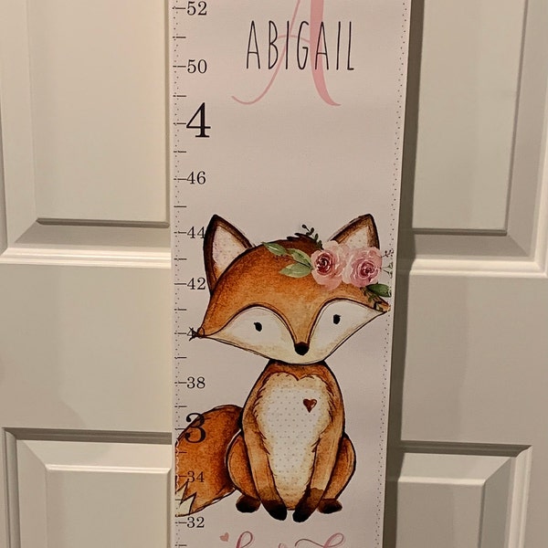 Woodland Growth Chart, Canvas Growth Chart, FOX Growth Chart, Floral ...