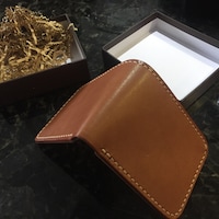 Brown Vegetable Tanned Leather Bifold Tan Wallet. Handmade for Man ...