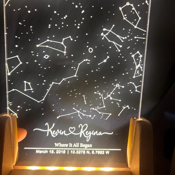 Personalized Constellation Chart Lamp Gift Star Map on Night Light Gift ...