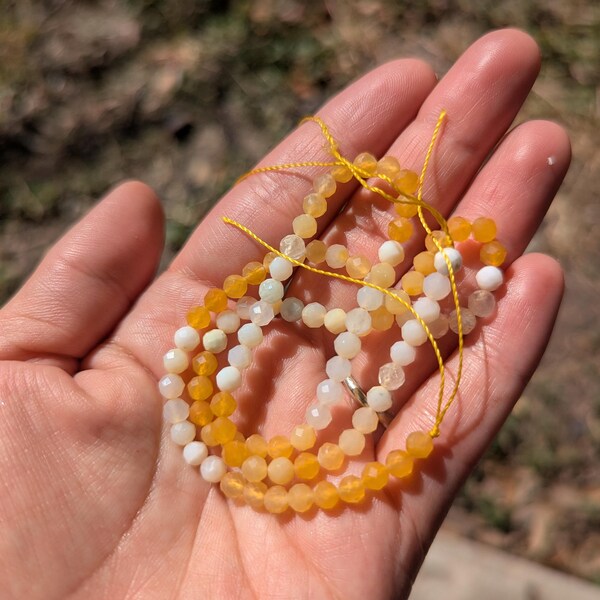 Faceted Genuine Natural Freshwater Pink off Round Pearls 15.5" Strand ...