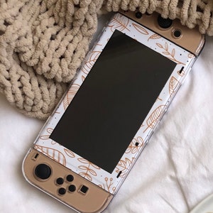 Beige Floral Pattern Nintendo Switch Vinyl Sticker Beige Solid Colors ...