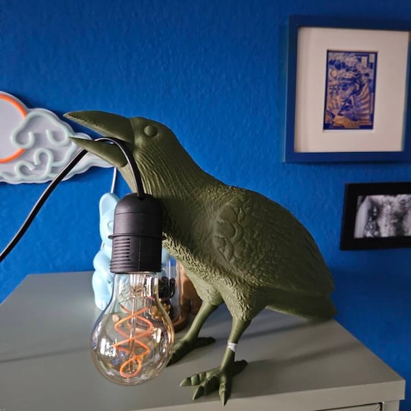 Raven Lamp Holder | Mystical Crow Decoration | Unique Table Lamp | Bird ...