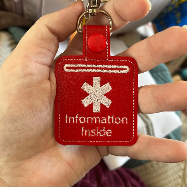 Medical Alert Keychain, Key Fob. Medical Info is Ormation Inside ...