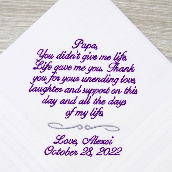 Stepdad Wedding Gift Personalized Handkerchief, Step Dad of the Bride ...