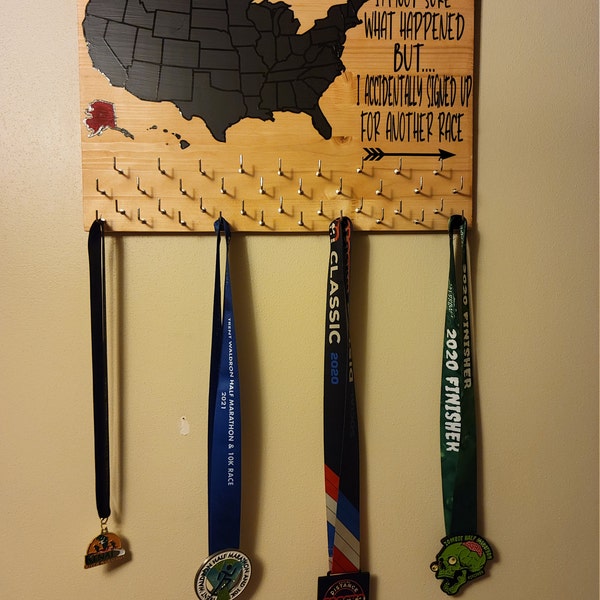 50 States Marathon Medal Holder, Chalkboard US Map, Running Gift - Etsy