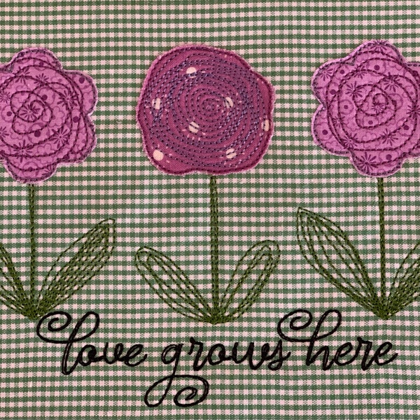 Scribble Flower Trio Machine Applique Embroidery Design, Shabby Chic ...