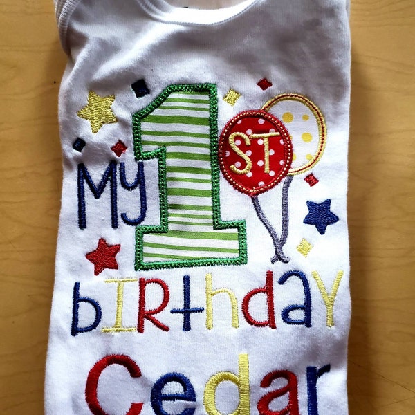 My 1st Birthday Applique Digital Machine Embroidery Design 4 Sizes ...