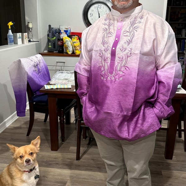 Purple Modern Couple Filipiniana Barong | Random Embroidery Design ...