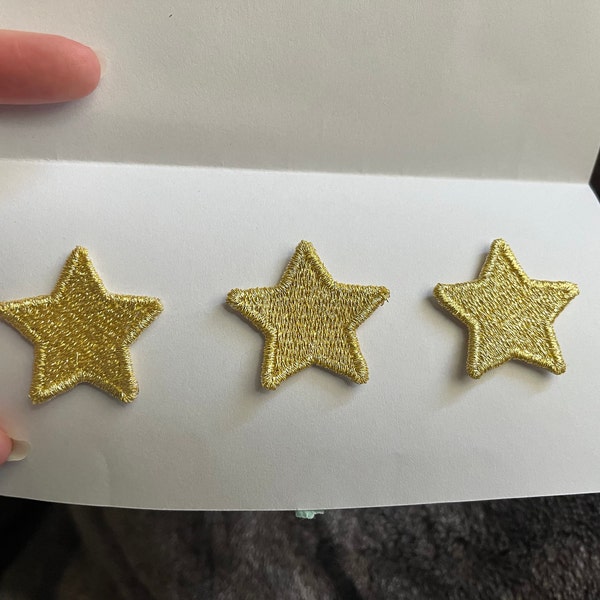 Three Cute Small Golden Stars Machine Embroidered Patchs, Set of (3 ...