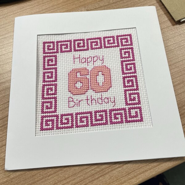 60th Birthday Card - Cross Stitch Kit - Etsy