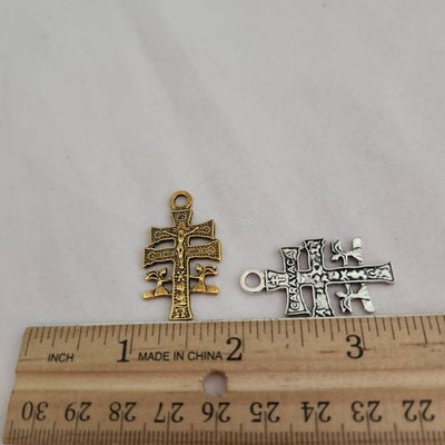 10 Pcs per Pack 20x17mm One Side Hammered Cross Coin Charm in Antique ...