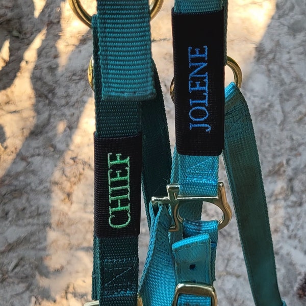SMALL/MEDIUM Embroidered Halter Sleeves, Custom Horse Halter Name Tag ...