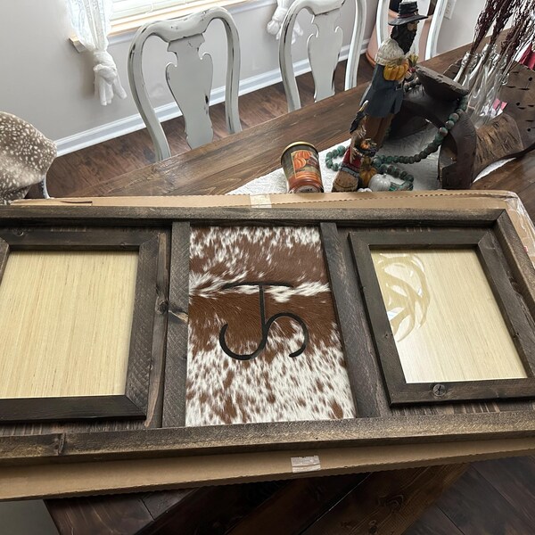 Cowhide Framed Mirror With Hangers - Etsy