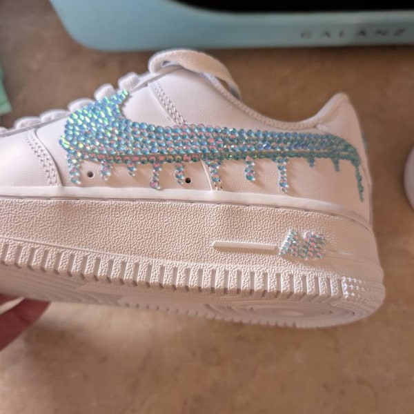 Custom Drip Women's Nike Air Force 1 White Sneakers Blinged W/ Glass ...