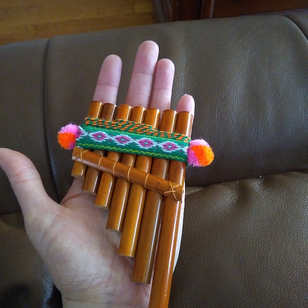 NEW Arrivals ! Authentic Pan Flute, Colorful Stripe With String, Andean ...