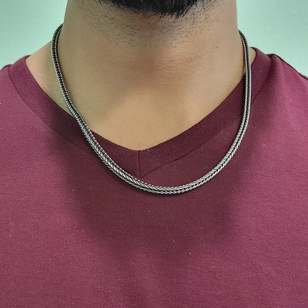 3.5mm Square Foxtail Oxidized Sterling Silver Necklace Chain - Etsy