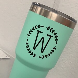 Laurel With Initial Decal/inital Decal/monogram Decal/yeti Decal/car ...