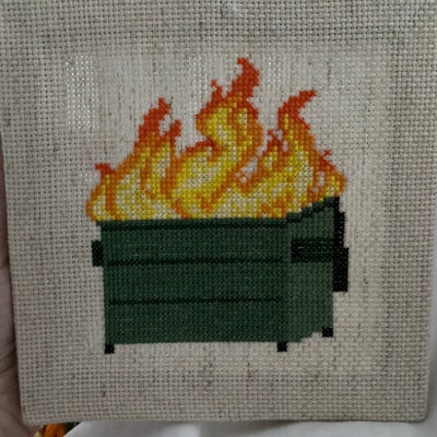 Dumpster Fire Cross Stitch Pattern, Subversive Embroidery, Funny ...