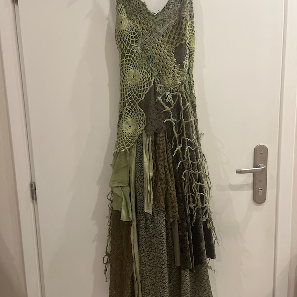 Raw Rags Bohemian Wedding Dress , High Waisted Vintage Style Antique ...