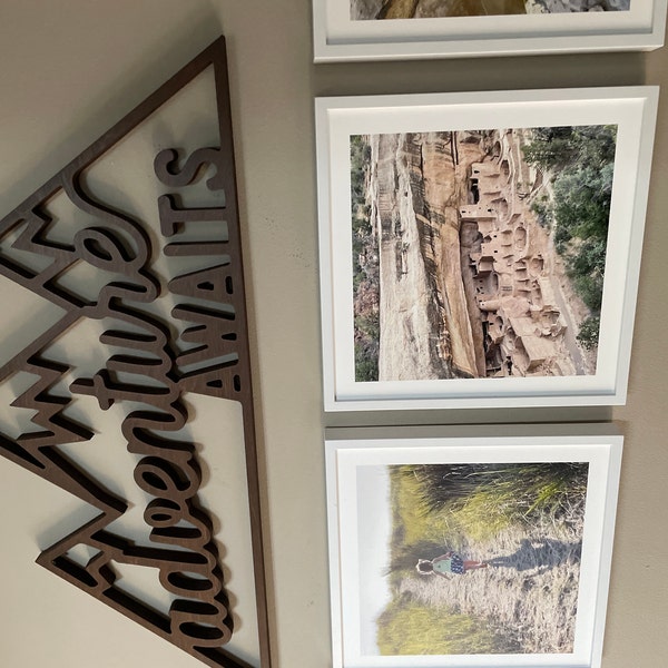 Adventure Awaits Mountains Wall Hanging | Woodland Theme Mountain Decor ...