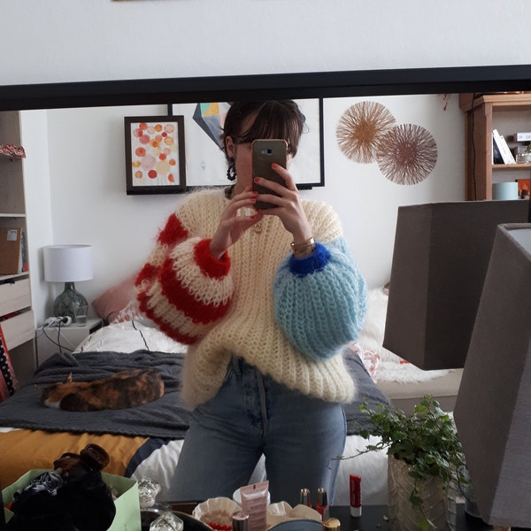 Rainbow Mohair Oversized Cardigan Striped Cardigan Pride LGBT Knitted ...