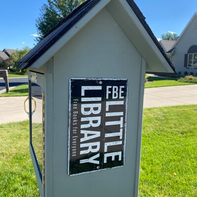 The Little Library Vintage Style Metal Sign, Contemporary Modern ...