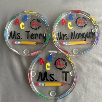 Teacher Appreciation Gift Custom, Teacher Coaster, Epoxy Resin Art ...