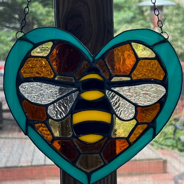 PATTERN • Honey Bee Heart Stained Glass Pattern • PDF • Digital ...