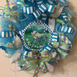 8 Round Bike Welcome Sign, Welcome Sign, Summer Wreath Sign, Bike ...