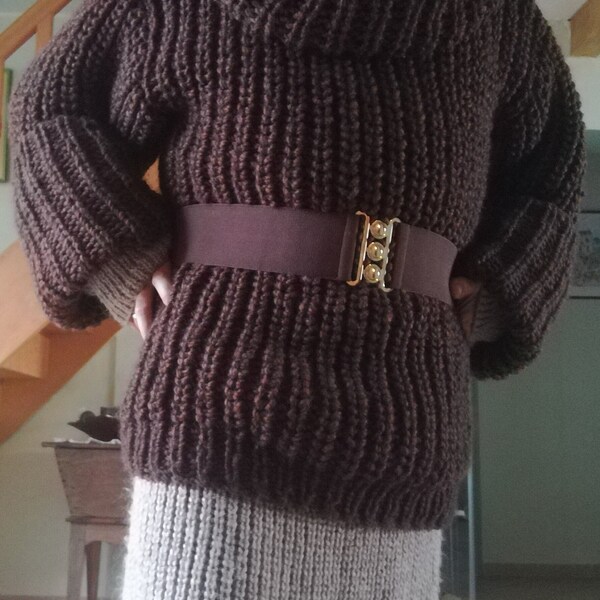 Knit Loopy Merino Wool Long Sweater, Chunky Knit Thick Pullover ...