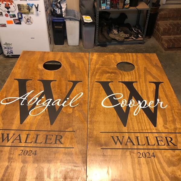 Cornhole Decals-monogram With Names- Wedding Cornhole- Anniversary ...