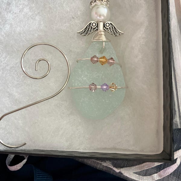 Personalized Genuine Sea Glass Christmas Tree Ornament/2024 Ornament ...