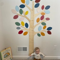 Tree Growth Chart, Kids Wooden Height Chart, Play Room Wall Decor, Tree ...
