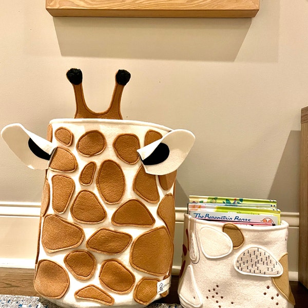 Abstract Shapes Felt Giraffe Basket, Unique Safari Storage Bin, Giraffe ...