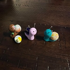 Polymer Clay Marble Snail Figure for Fairy Gardens or Miniature Decor ...