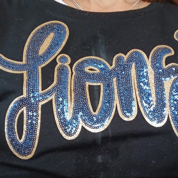 Orange Checkered Game Day Patch, Iron on Patch, Chenille Sequin Patch, DIY Patch, Preppy ...