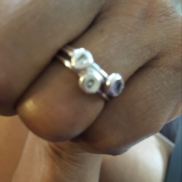 Roots Stack One Ring. Monogram Initial Stack Sterling Stack Ring - Etsy