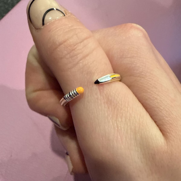 Pencil Ring Yellow and Silver - Etsy
